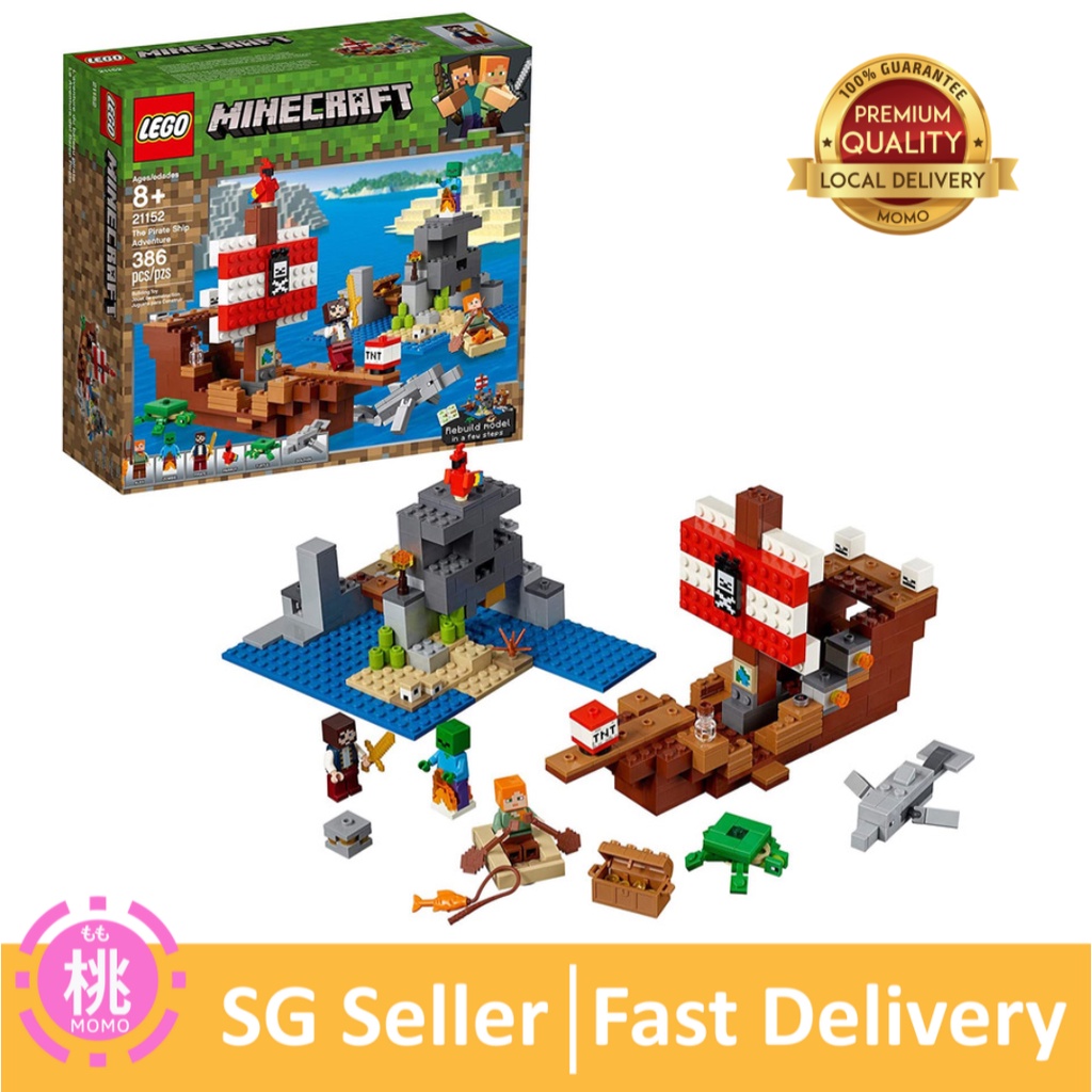 LEGO Minecraft The Pirate Ship Adventure 21152 Building Kit (386 Pieces ...
