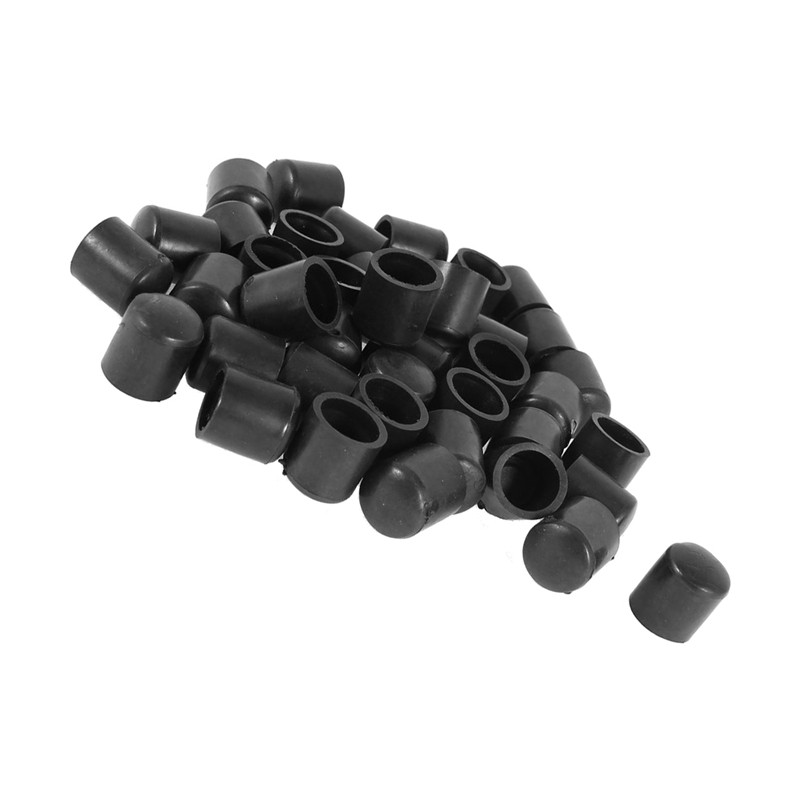 Rubber caps 40-piece black rubber tube ends 10mm round | Shopee Singapore