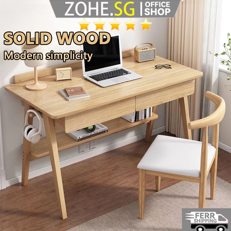 Outlier Solid Wood Study Table Office Table With Drawer Home Computer ...