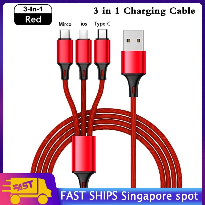 Micro Usb 3-In-1 Fast Charging Cable / Data Cable c-Type Micro Usb ...