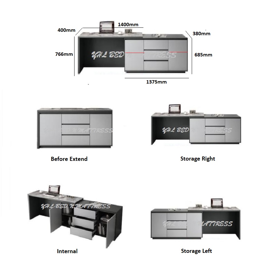 YHL Extendable Writing Table / Study Desk / Office Table / Computer ...