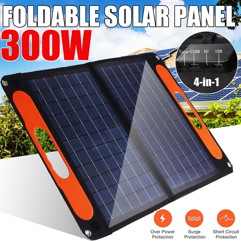 300W Foldable Solar Panel Dual USB/TYPE C/DC Protable Outdoor Folding ...
