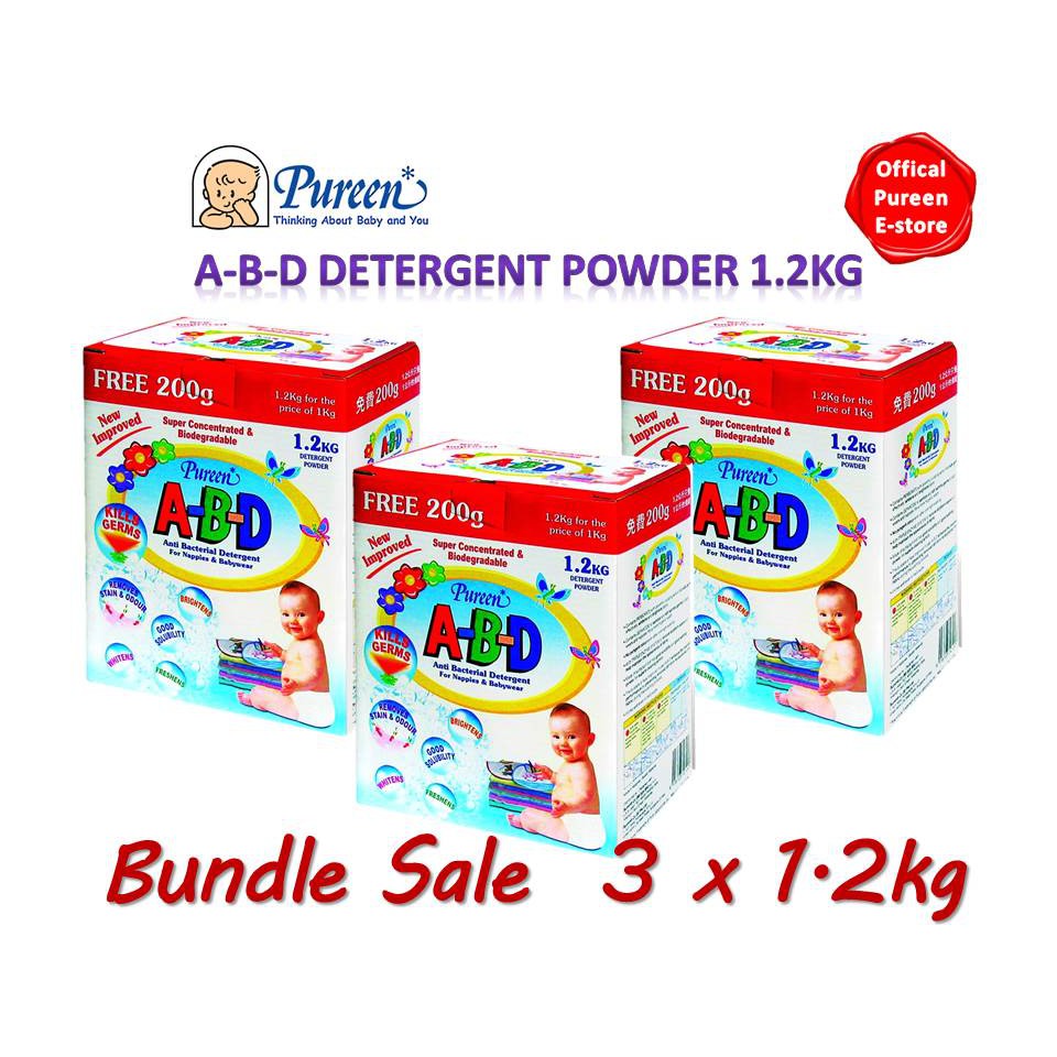 Pureen A-B-D Antibacterial Detergent Powder 1.2kg X 3 Boxes BUNDLE SALE ...