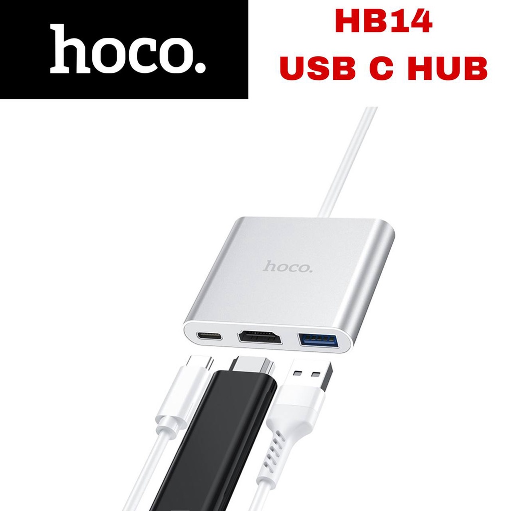 Hoco HB14 USB Type- C Hub Converter 3 in 1 Adapter Docking Station Type ...