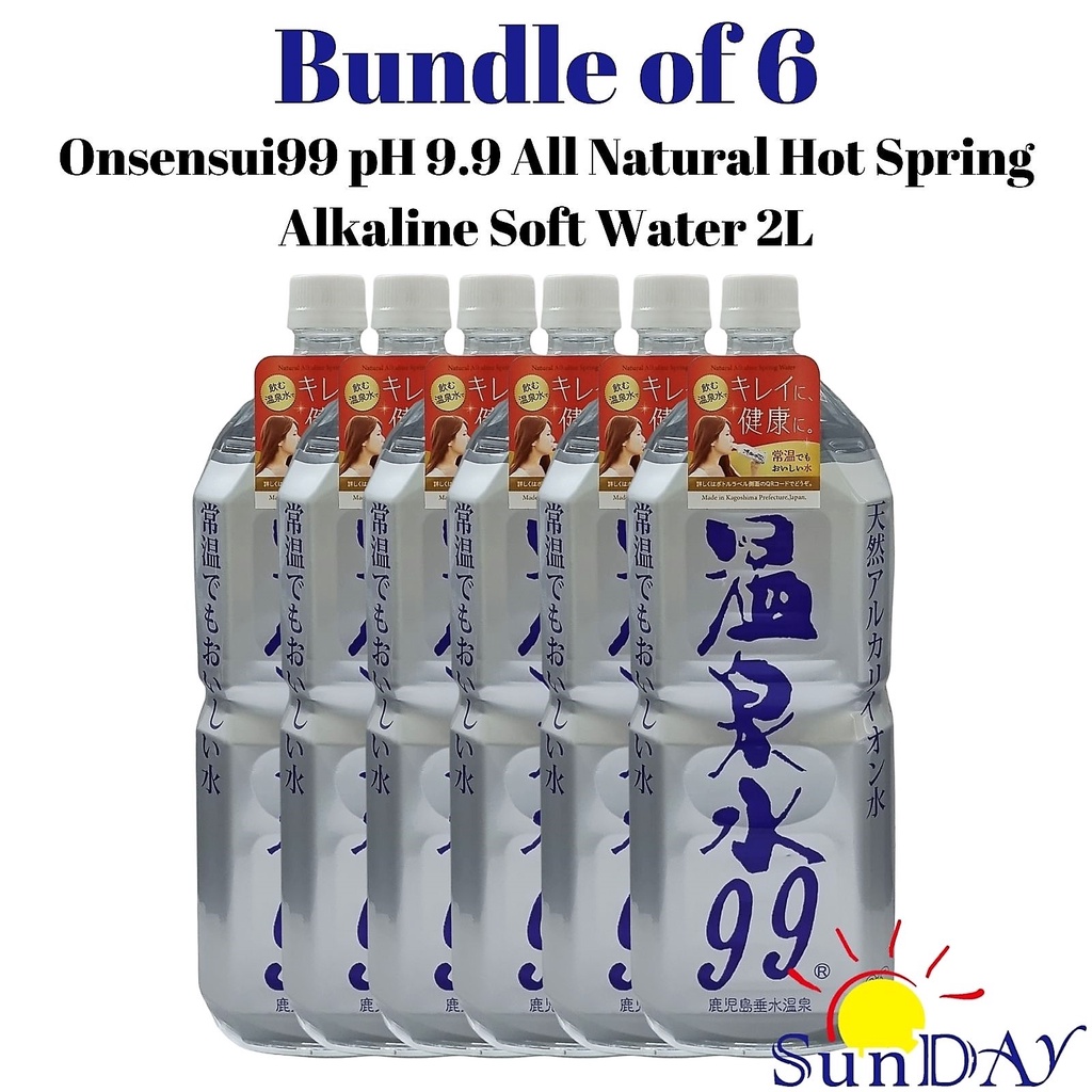 Onsensui99 pH 9.9 All Natural Hot Spring Alkaline Soft Water 2L x 6 ...