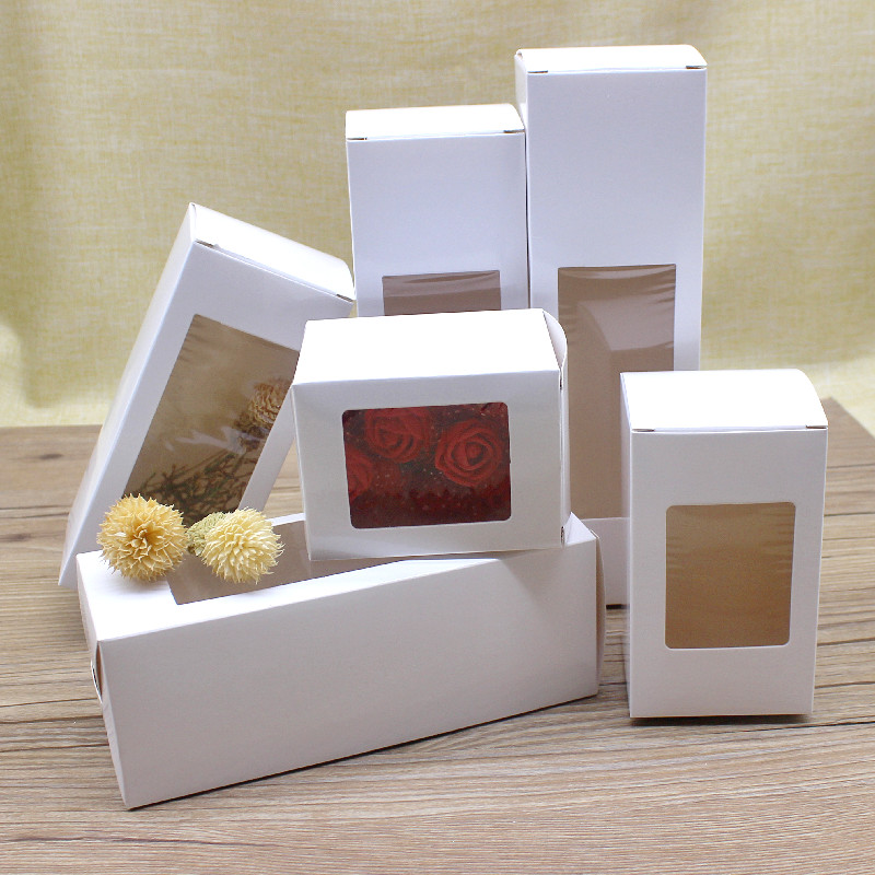 Paper window box 10Pcs DIY White Packing Gift Boxes with pvc window for ...