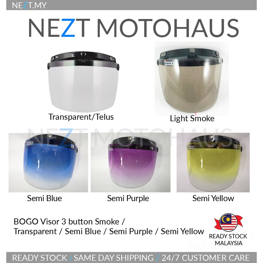 Bogo Visor 3 Button Two Tone Smoke / Transparent / Half Blue / Half ...