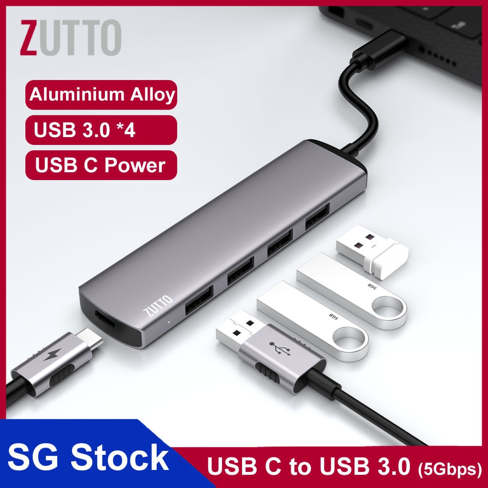 [SG Seller] ZUTTO 5in1 USB Type C 4 Port 3.0 Hub Adapter 1 USB C Power ...