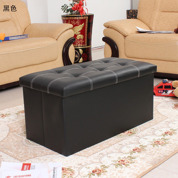 PU Leather Foldable Storage Stool Storage Box Ottoman Cube Stool Sofa ...