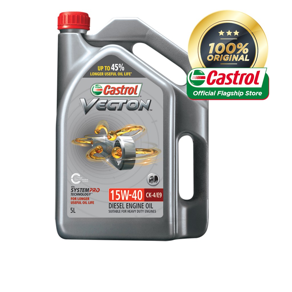 Castrol Vecton 15W-40 CK-4/E9 Engine Oil for Heavy Duty Diesel (5L ...