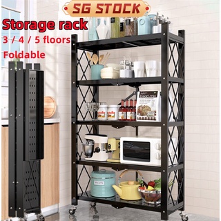 [SG STOCK]Folding Storage rack 3/4/5 layer kitchen rack free ...