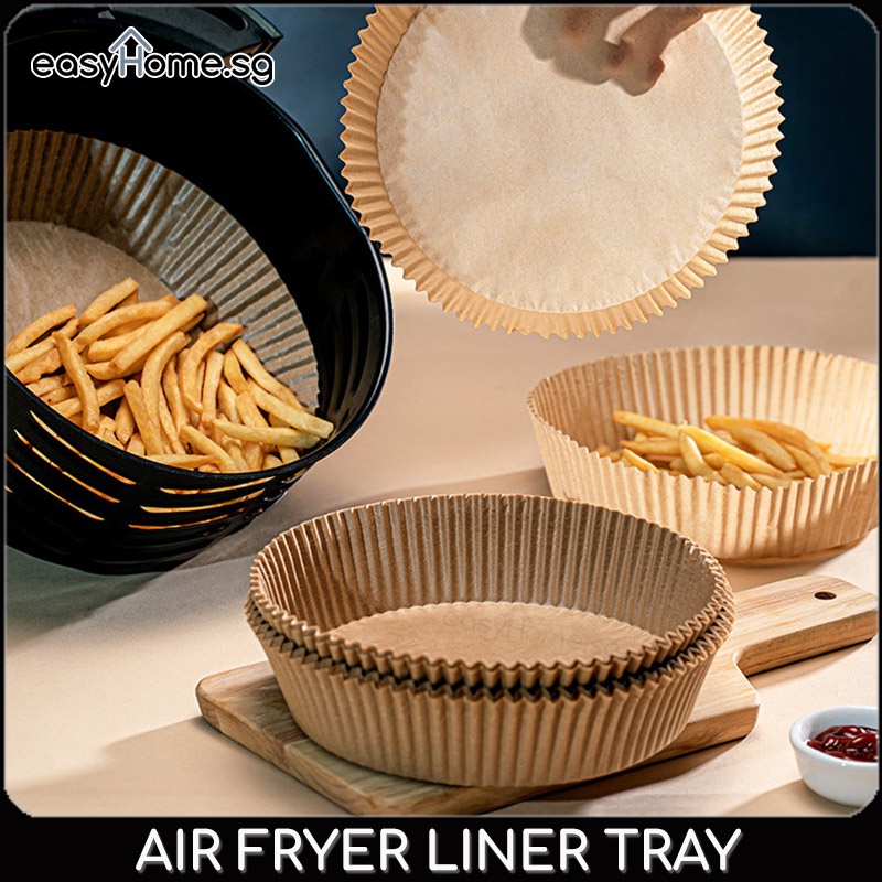 Easyhome.sg 100pcs / 50pcs Air Fryer Tray Liner Kitchen Round Oil Paper ...