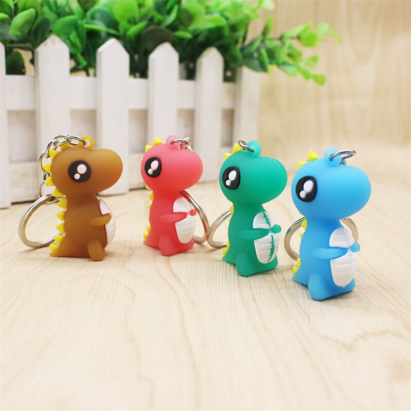 Korea Cute Dinosaur Keychain PVC Key chain For Women Bag Charm Key Ring ...