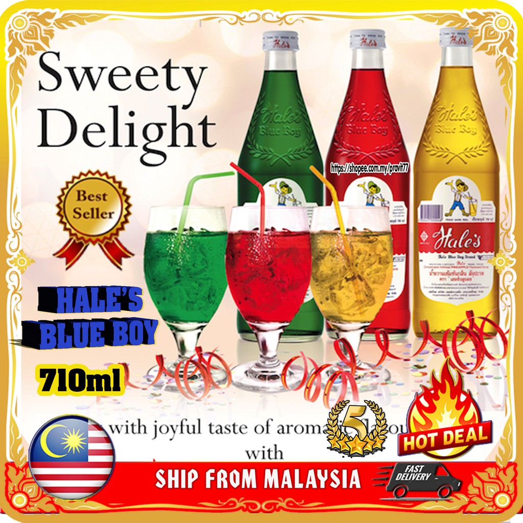 HALE's Blueboy Syrup /Sala/Pineapple/ Cream Soda Syrup Halal (710ml ...