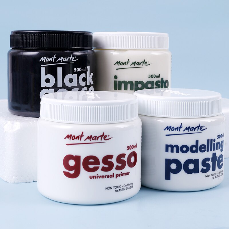 Mont Marte Universal Primer 500ML White Gesso Black Gesso Impasto ...