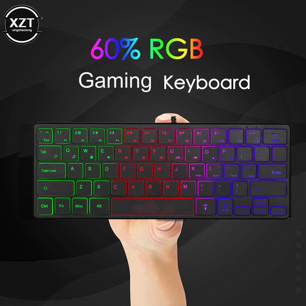 64-key mechanical keyboard 60% RGB optical switch wired bluetooth ...