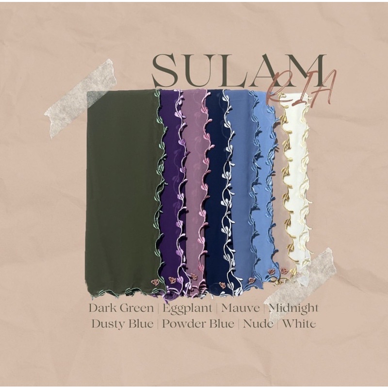 Sulam Ria | Basic Sulam | Daun Sulam | Embroidery Shawl | Leaves ...