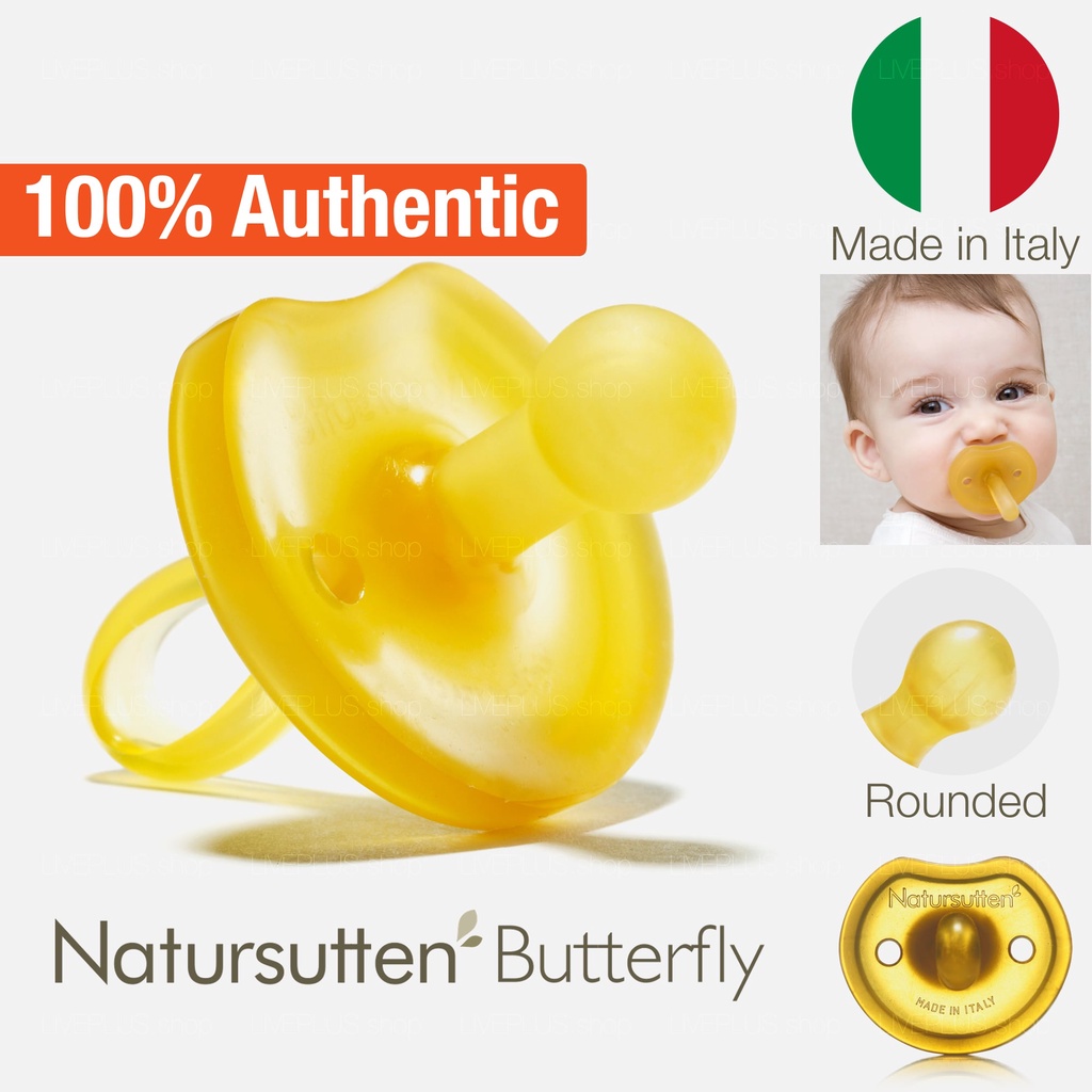 Natursutten Natural Rubber Butterfly Rounded Pacifier — Baby Soft Latex ...