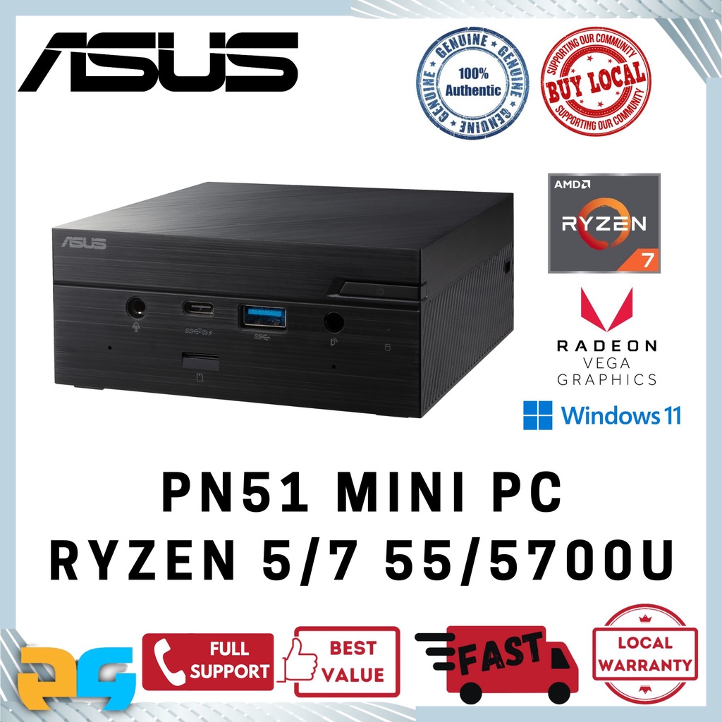 ASUS PN51 Mini PC Small Form Factor Desktop Computer DIY AMD Ryzen 5 ...