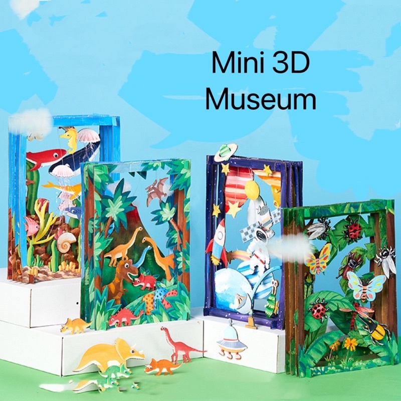 DIY 3D Mini Musuem Art Craft Colouring Set Goodie Bag Idea Educational ...