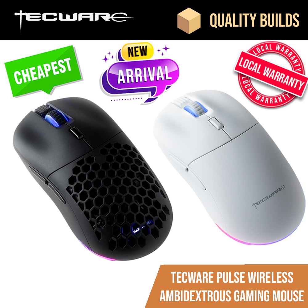 Tecware Pulse Elite Wireless Honeycomb RGB Gaming Mouse Ambidextrous ...