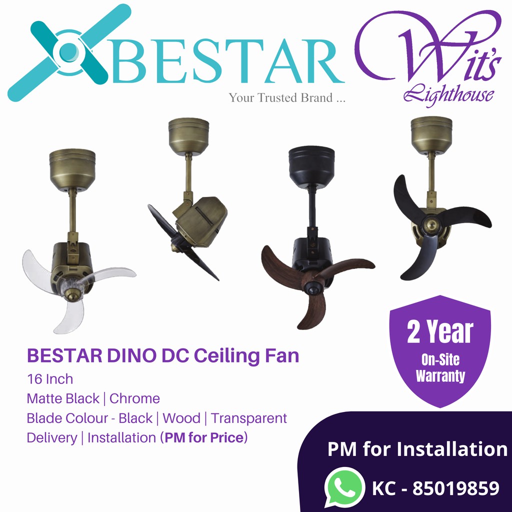 ★2 Year Warranty★ Ceiling Fan - BESTAR DINO, DC Motor, 16 Inch, 110 ...