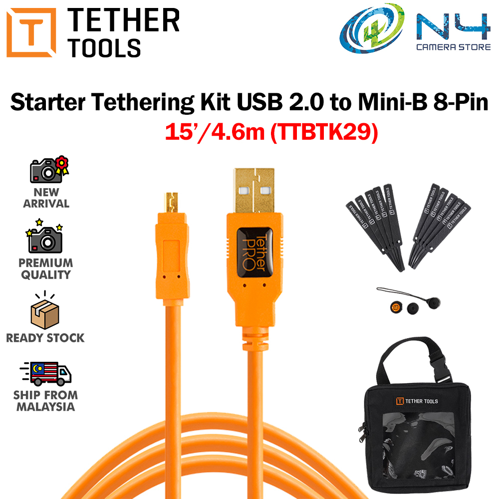 Tether Tools BTK29 Starter Tethering Kit with USB 2.0 to Mini-B 8-Pin ...