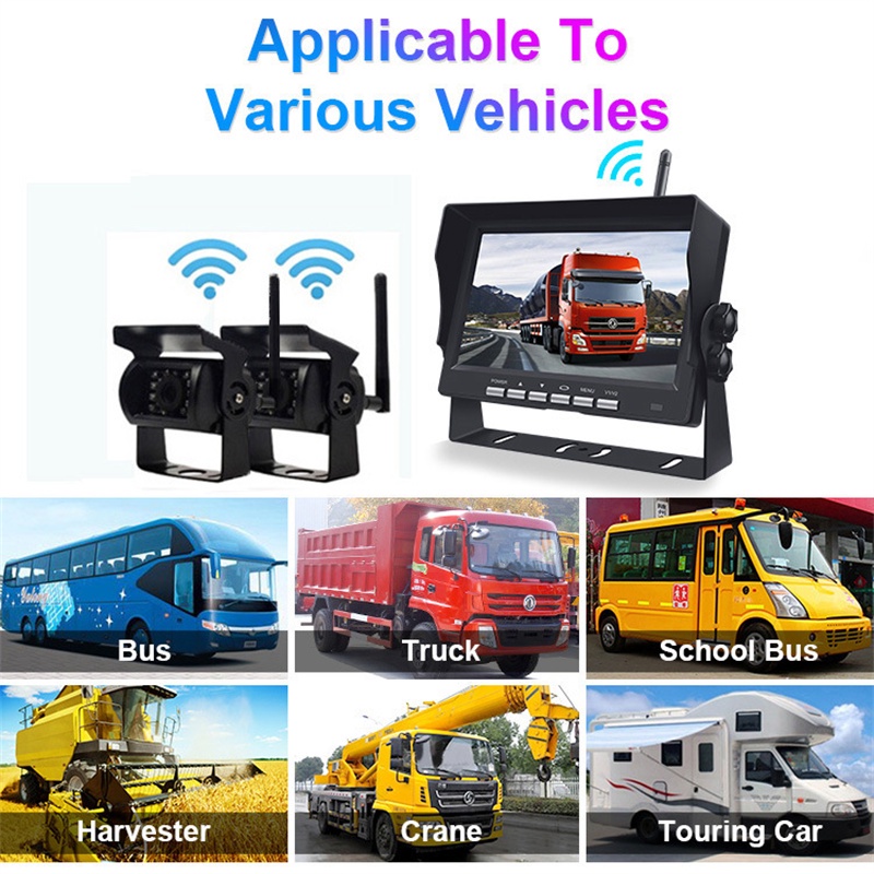 7 inch Wireless Car Monitor Truck Screen CMOS IR Night Vision Reverse ...