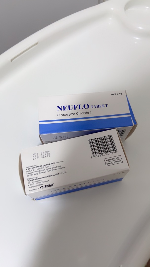 Neuflo Tablets (Lysozyme Chloride) 10 X 10s (Expiry 2025), 58% OFF