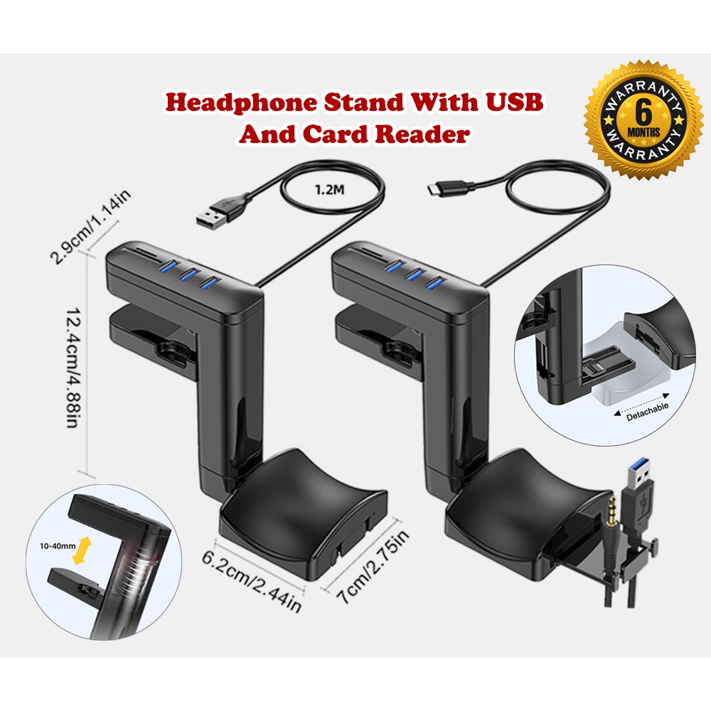 Headphone Bracket Swivel Mounted PC USB Ports Gaming Headset Stand ...