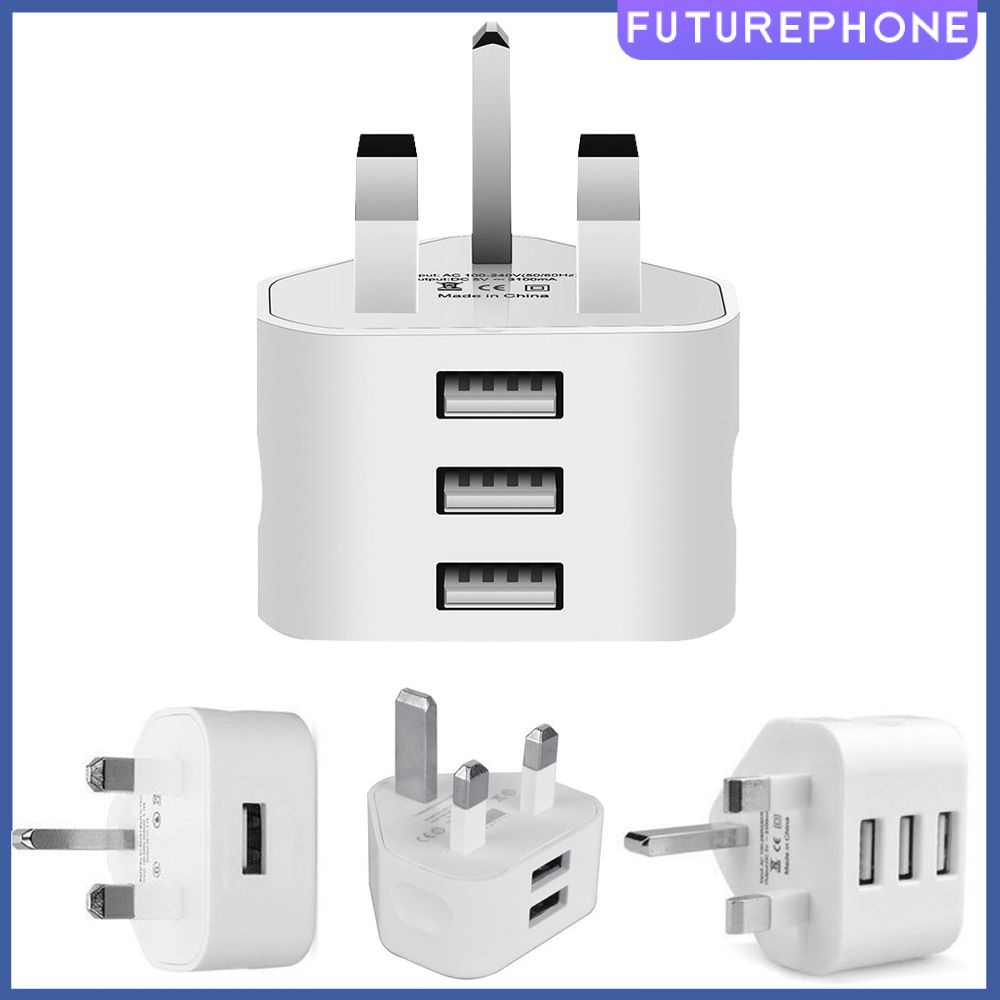 Uk Wall Plug Charger 3-pin Power Plug Adapter With 1-3 Usb Ports For ...