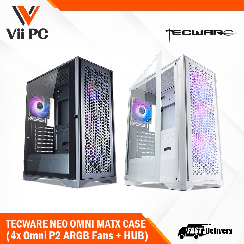 Tecware NEO OMNI ARGB TG Micro-ATX Chassis (4x Omni P2 ARGB Fans + HUB ...