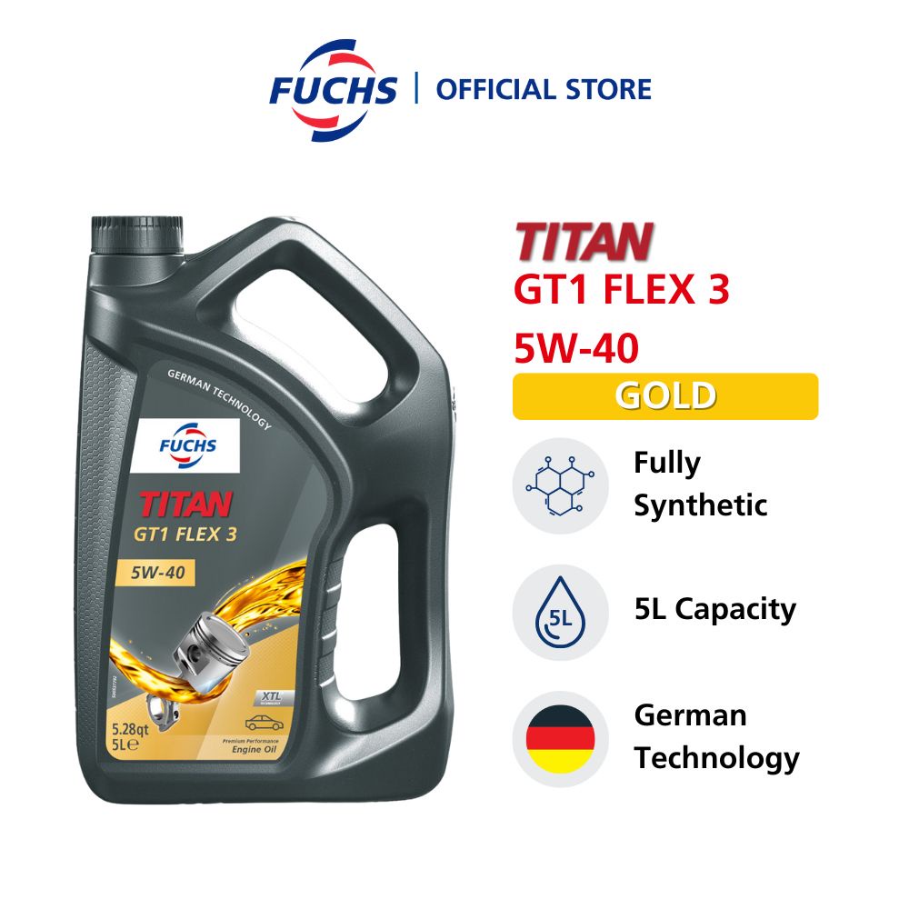 Titan GT1 Flex 3 5W40 SAE Fully Synthetic Engine Oil 5L XTL Technology ...