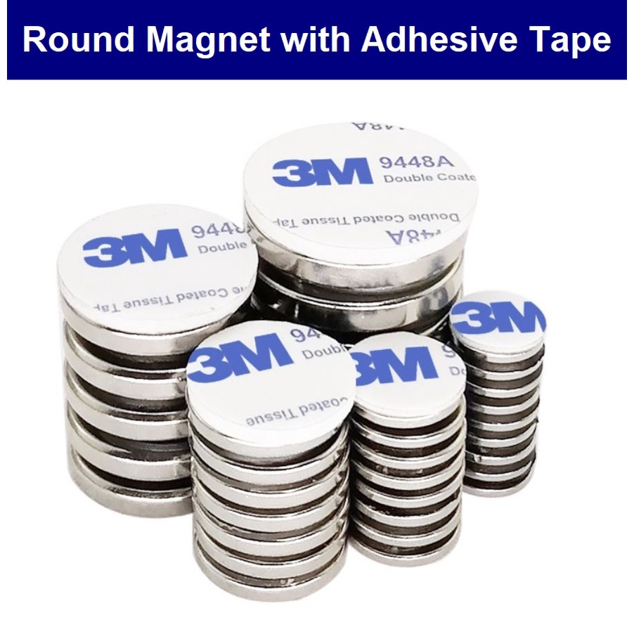 Round Magnet with Adhesive Tape Disc Magnet Various Size 12/15/18/20mm ...