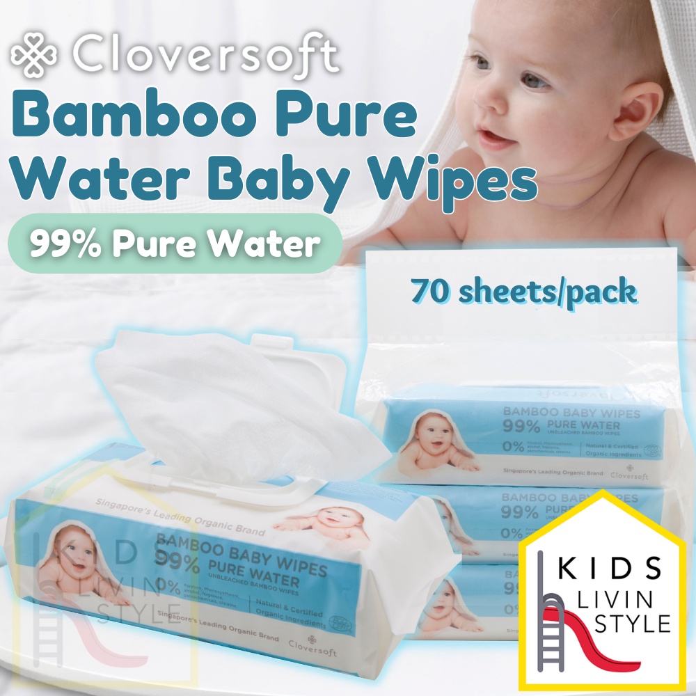 Cloversoft Bamboo Pure Water Baby Wipes 70sheets | Shopee Singapore