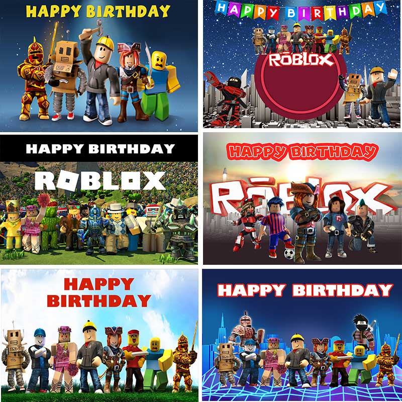 Roblox Boy Birthday Backdrop Photography Baby Shower Kids Children Red ...