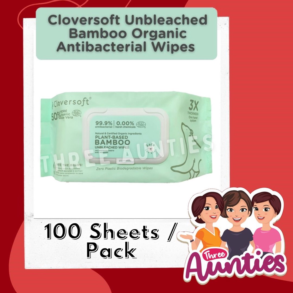 Cloversoft Antibacterial Wet Wipes 100 Sheets with Hard Cover Closing ...