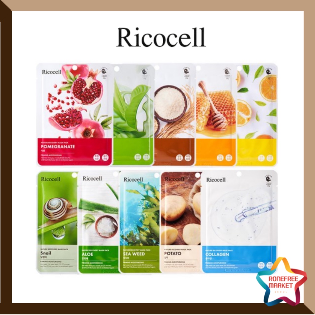 [Ricocell]Nature Recovery Daily Mask Pack 1Sheet 5+1 10types | Shopee ...