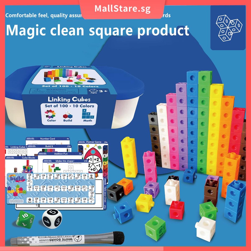 Linking Math Cubes Set Number Blocks Counting Toys with Question Cards ...