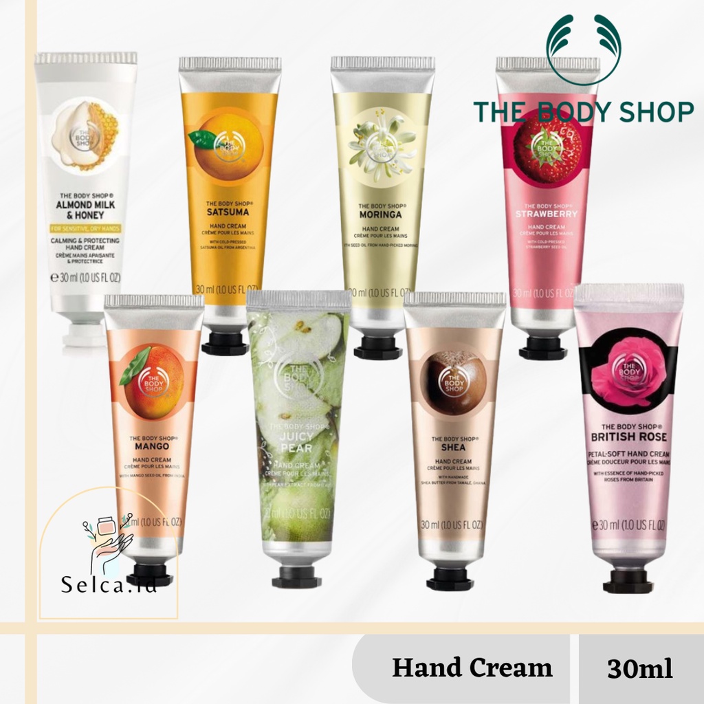 The Body Shop Hand Cream 30ml Almond/ British Rose/ Strawberry/ Moringa ...