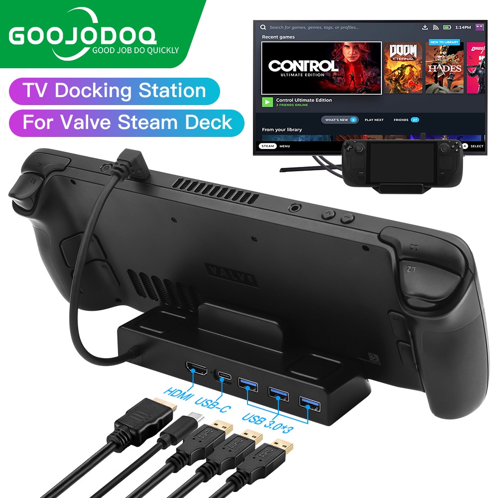 Goojodoq Steam Deck Docking Station TV Base Stand 6 in 1 Hub Holder ...