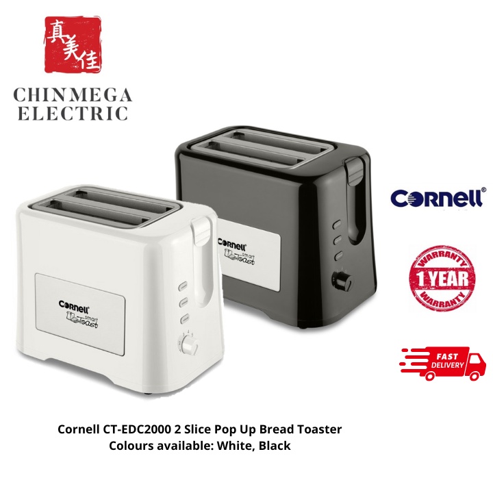Cornell CT-EDC2000 2 Slice Pop Up Bread Toaster (white/black) | Shopee ...