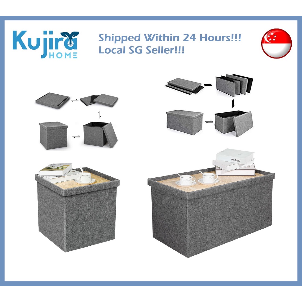 Kujira Homes - Foldable Storage Stool Chair Fabric / Ottomans ...