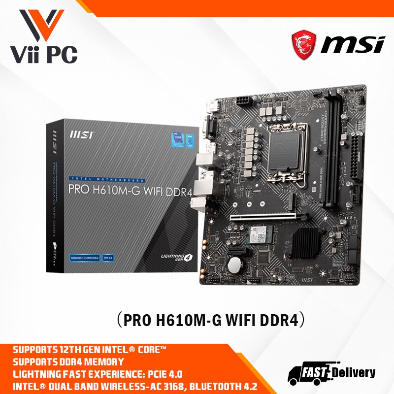 MSI PRO H610M-G WIFI DDR4 1700 Socket H610 Chipset M-ATX Motherboard ...