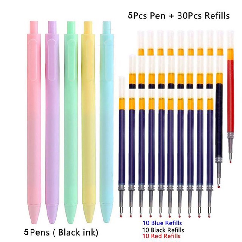 Macaron Candy Color Retractable Gel Pen Refills Rod Set 0.5 mm ...