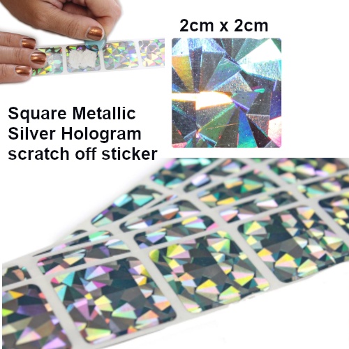 DIY Scratch off 20mm square metallic hologram stickers 10 pieces cards ...