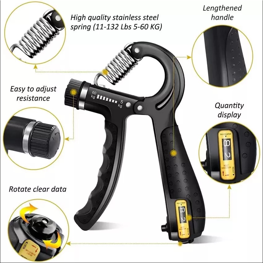 Gripper R-Shape Adjustable Countable hand Grip Strength Exercise ...