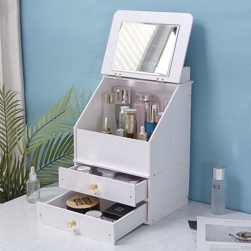 YOULITE Cosmetic Organiser Cosmetics Storage Box With Mirror Makeup ...