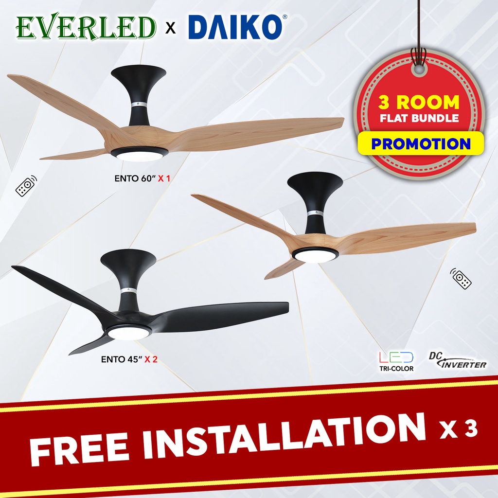 [BUNDLE] Daiko DC Ento 45/60" with Tri-Color LED + Dimmable (Inverter ...
