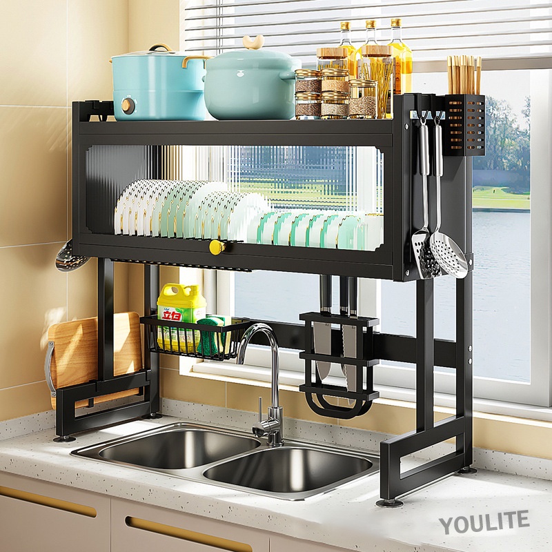 YOULITE Kitchen Shelf Enclosed Sink Drain Rack With Cabinet Dish Rack ...